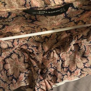 Zara | Tops | Zara Floral Patterned Ruffle Blouse | Poshmark
